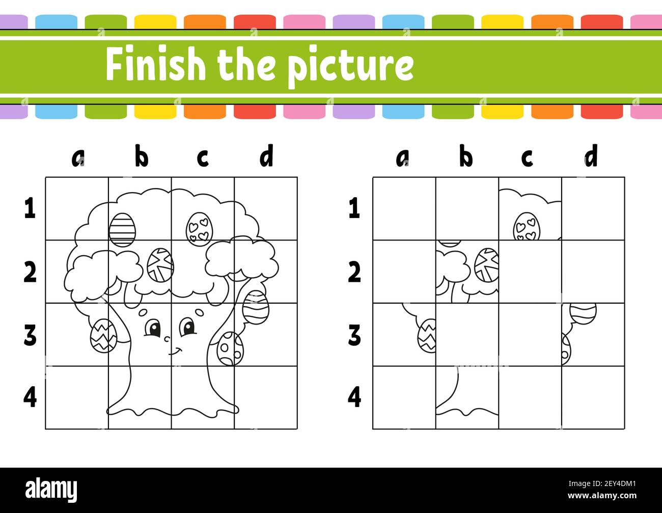 Easter theme. Finish the picture. Coloring book pages for kids ...