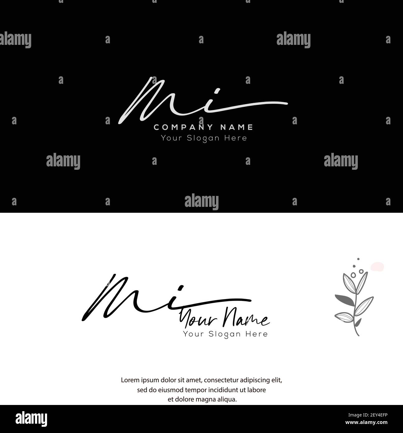 M I MI Initial letter handwriting and signature logo. Beauty vector ...