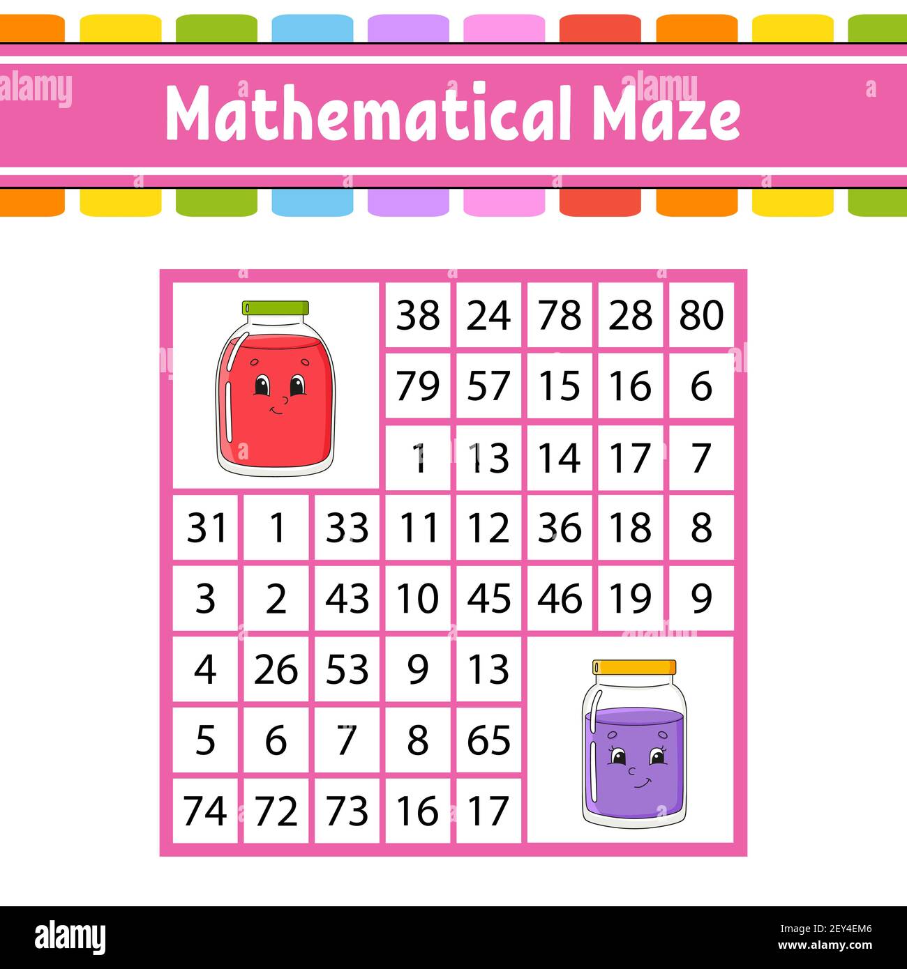Mathematical maze. Game for kids. Number labyrinth. Education ...
