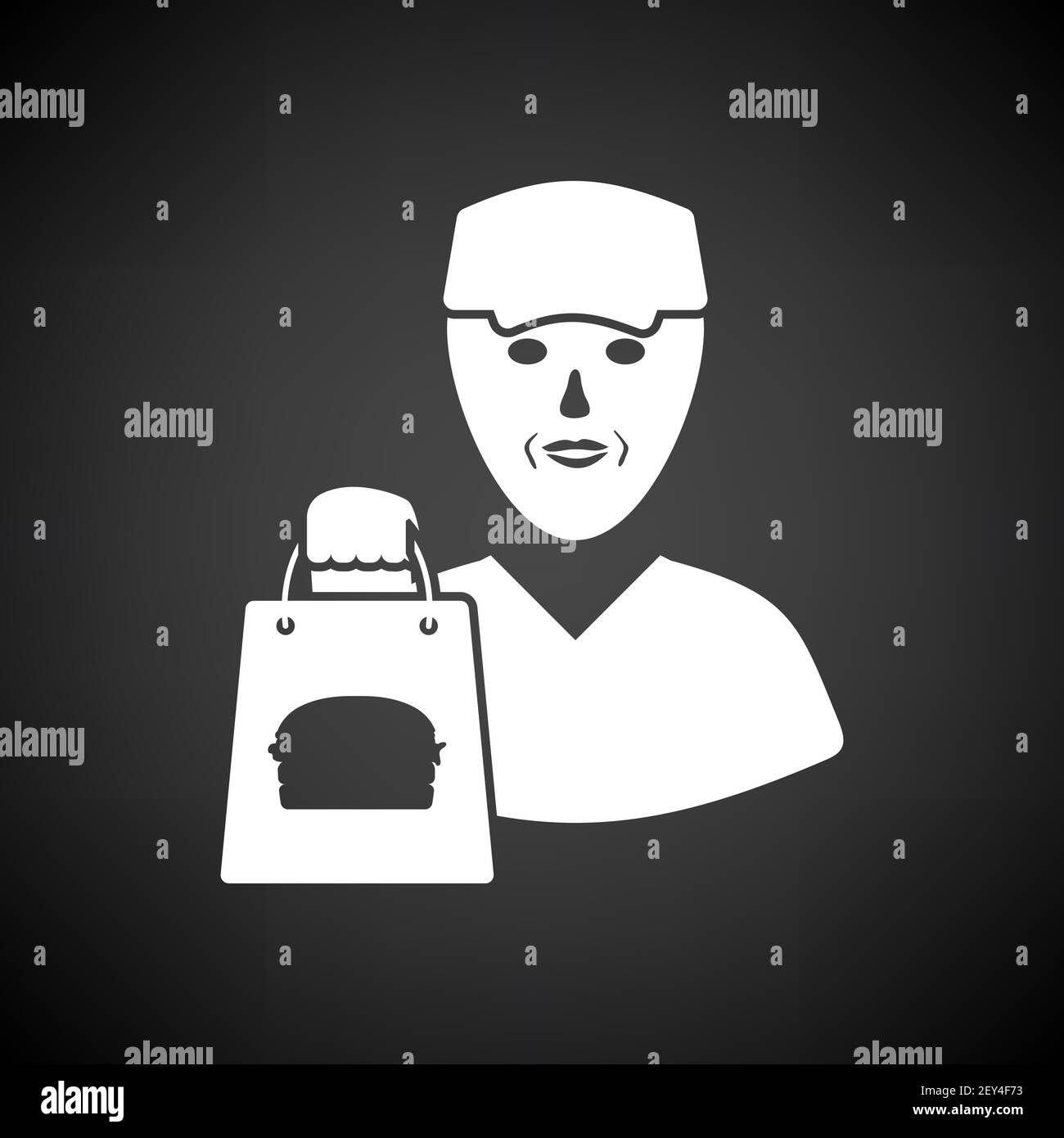 Food Delivery Icon. White on Black Background. Vector Illustration ...