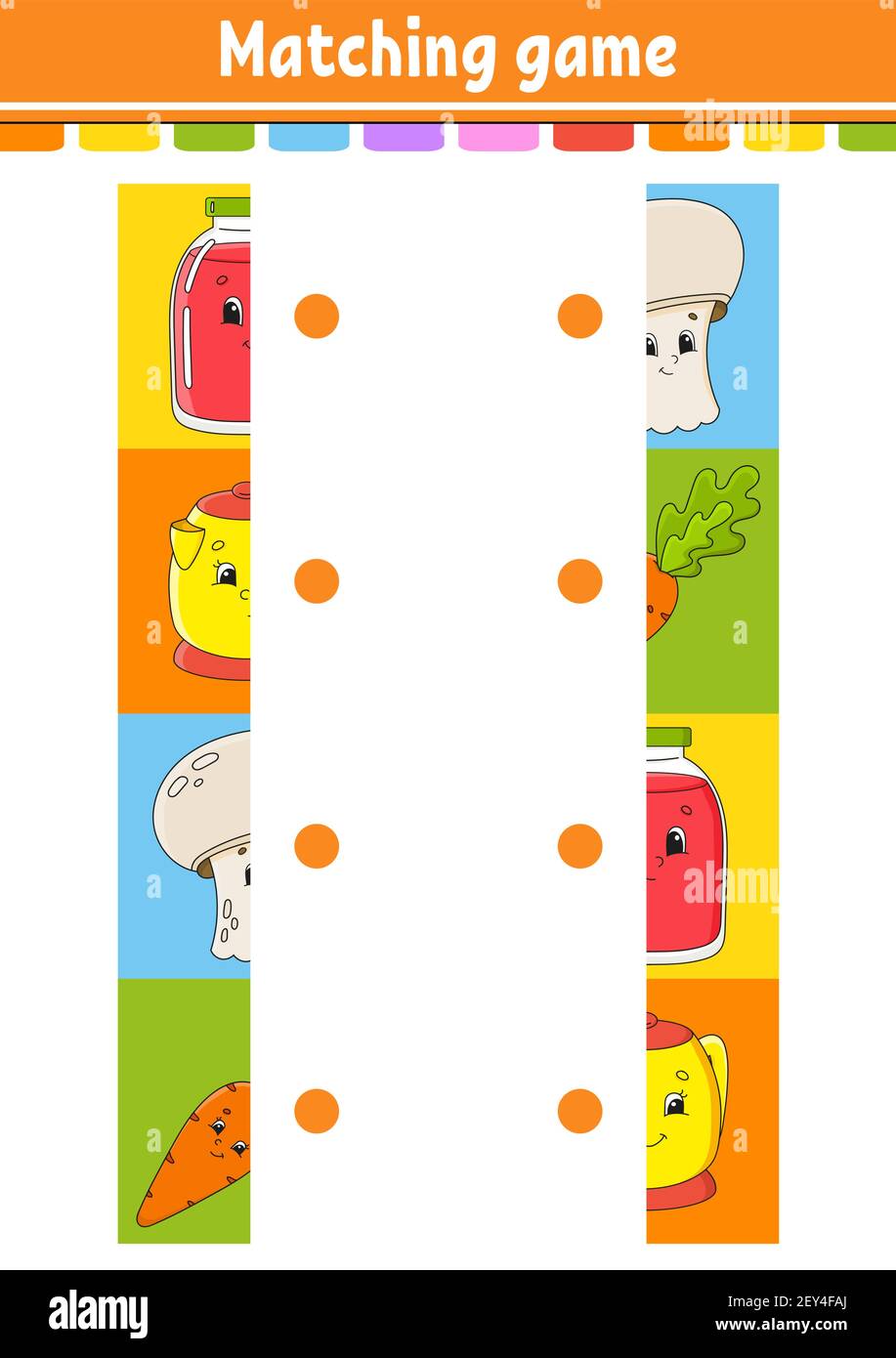 Matching game. Draw a line. Education developing worksheet. Activity ...