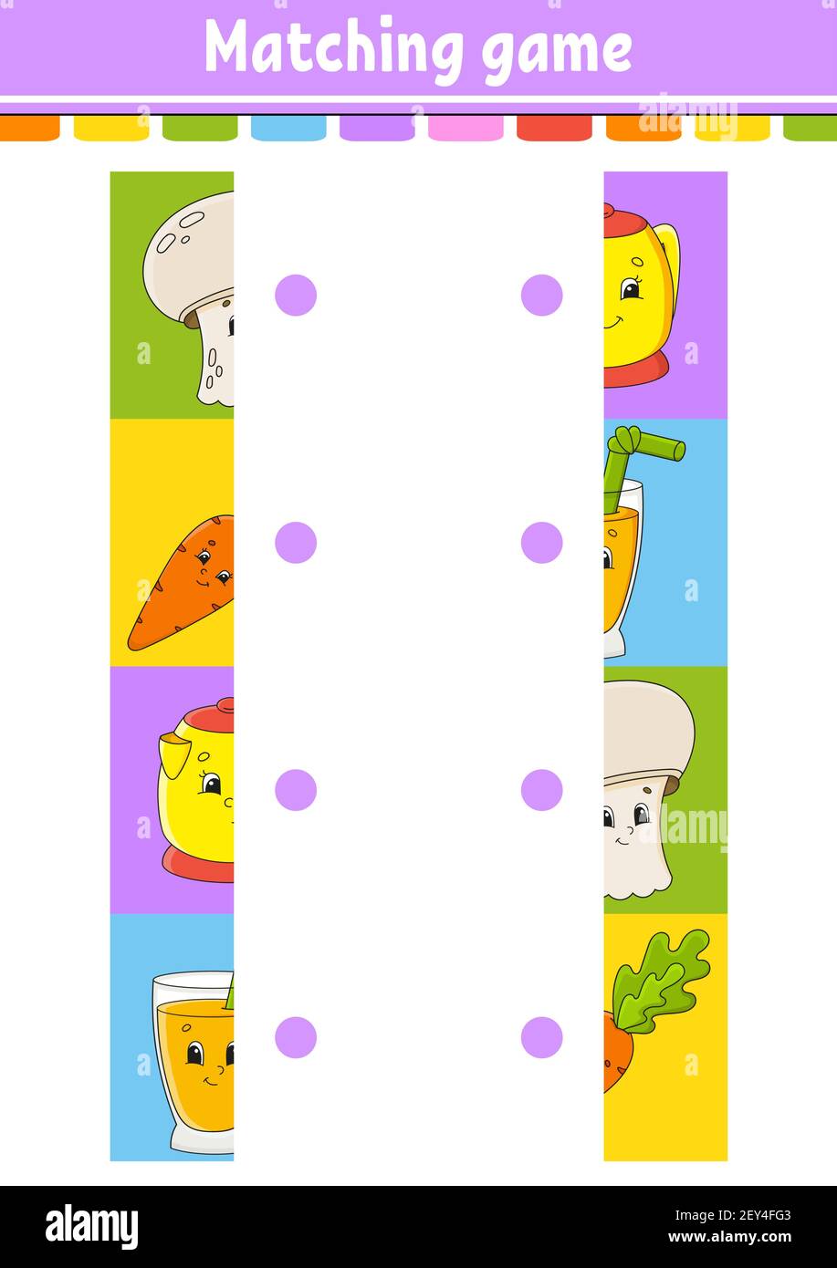 Matching game. Draw a line. Education developing worksheet. Activity ...