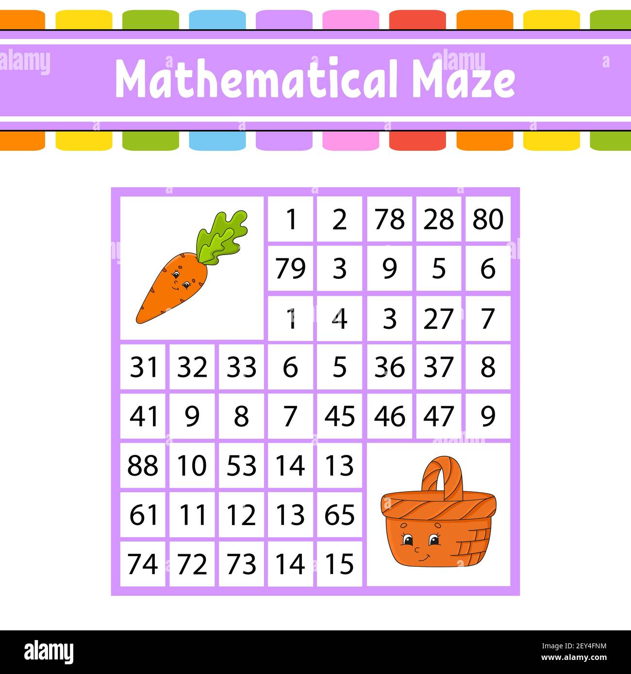 Mathematical maze. Game for kids. Number labyrinth. Education ...