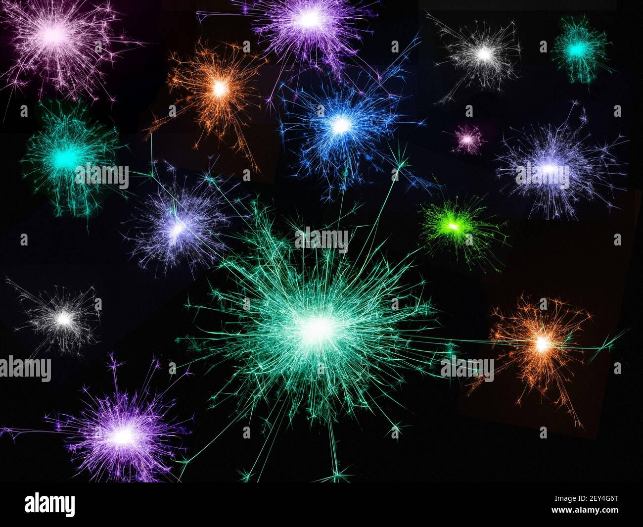 Beautiful backdrop fireworks, sparklers isolated on black background ...