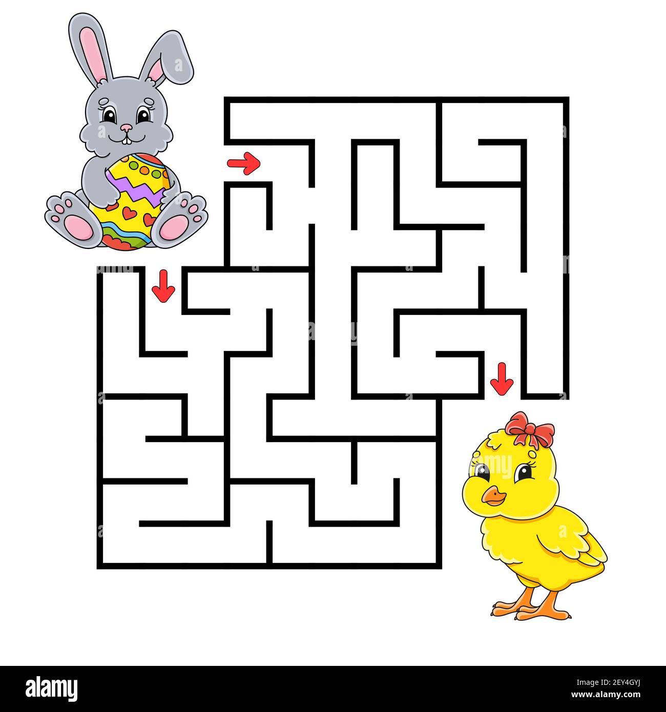 Easter theme. Square maze. Game for kids. Puzzle for children ...