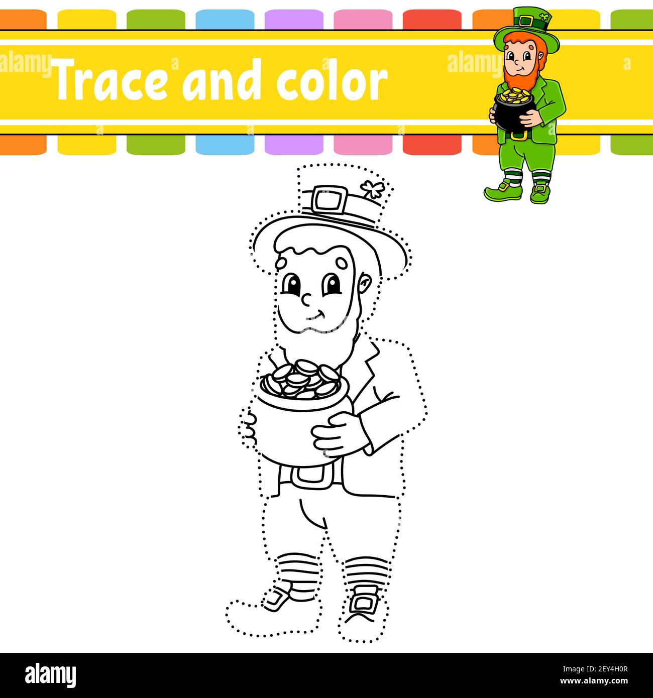 Trace and color. Coloring page for kids. St. Patrick's day. Handwriting ...