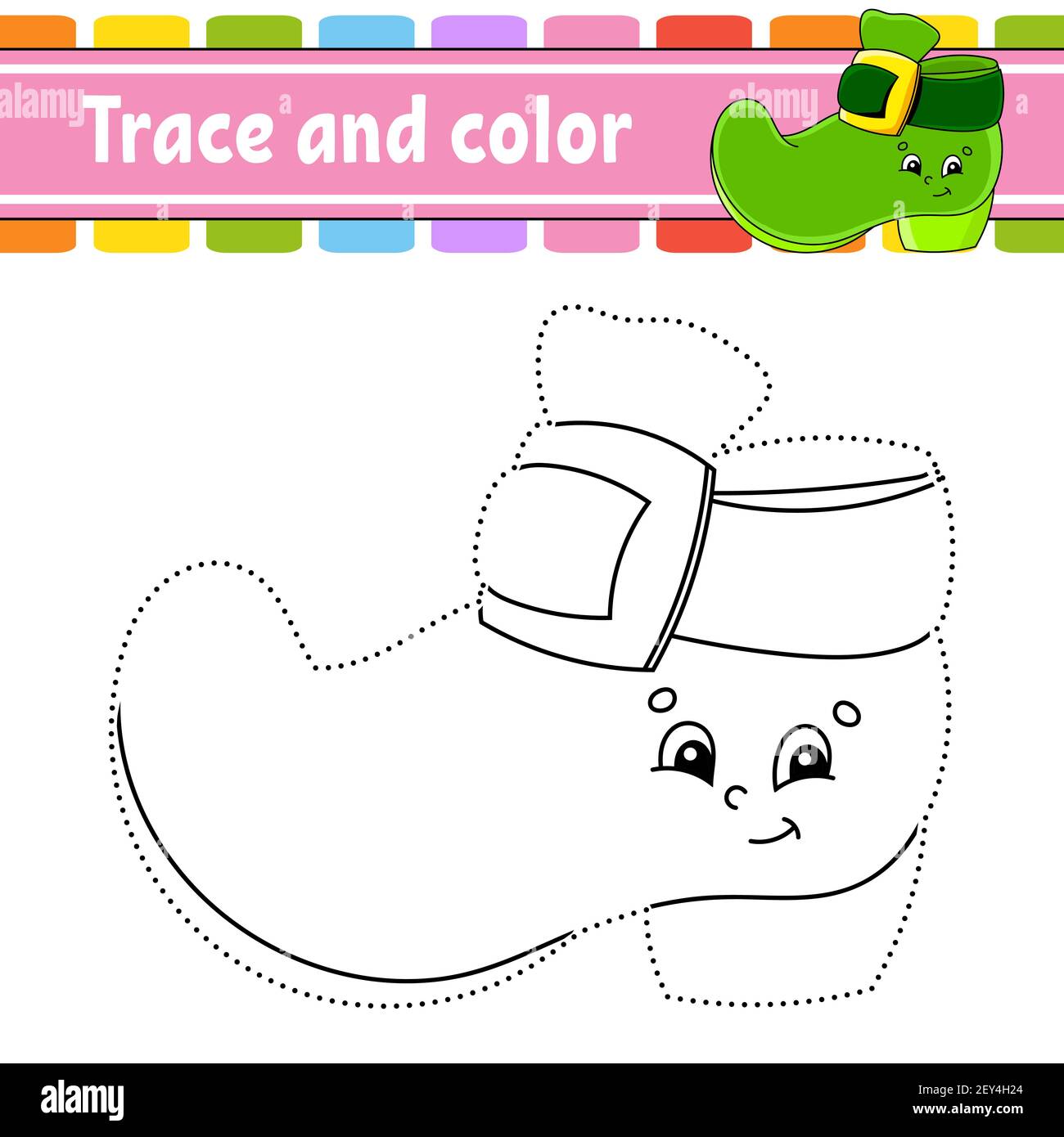 Trace and color. Coloring page for kids. St. Patrick's day. Handwriting ...