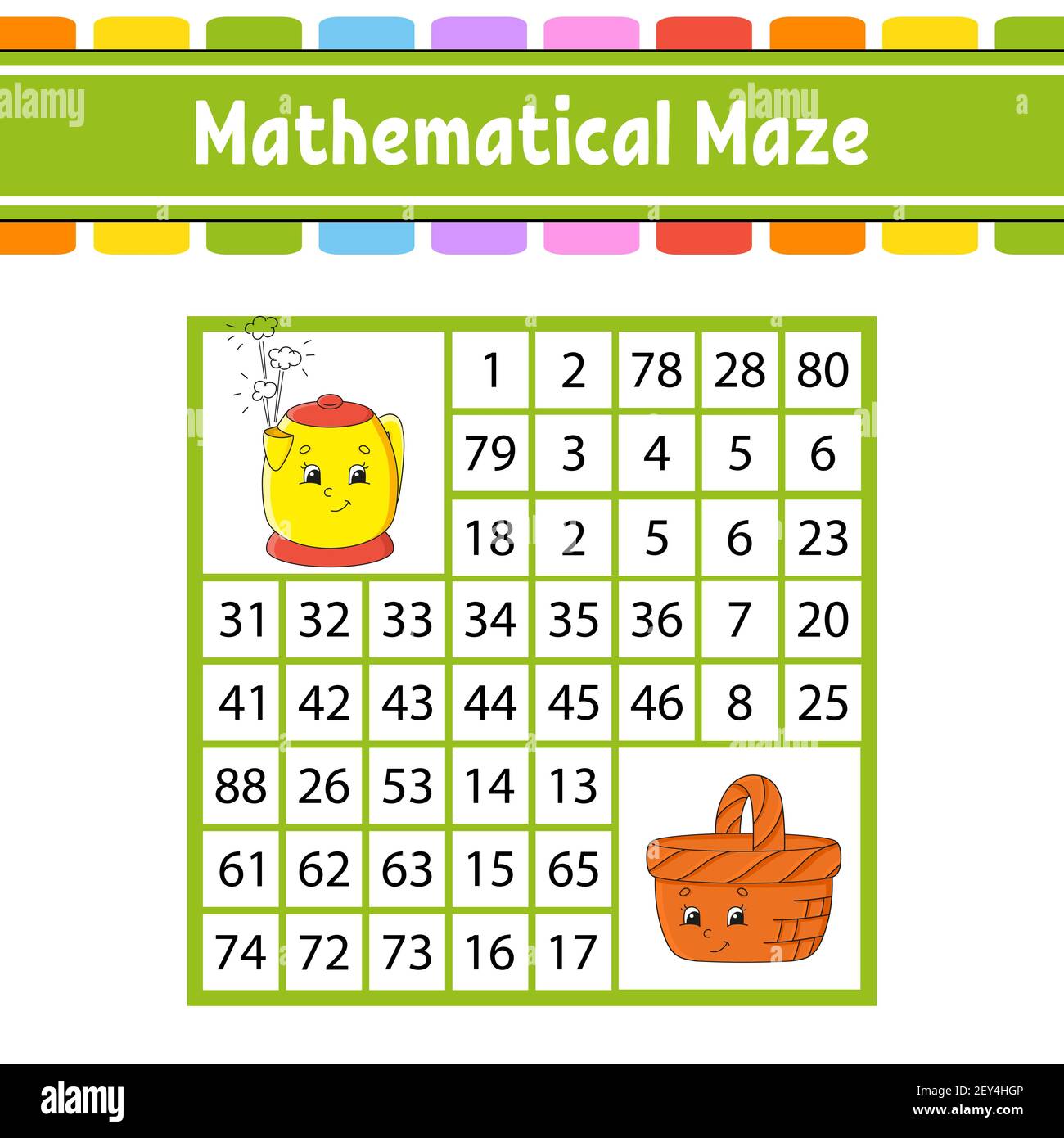 Mathematical maze. Game for kids. Number labyrinth. Education ...