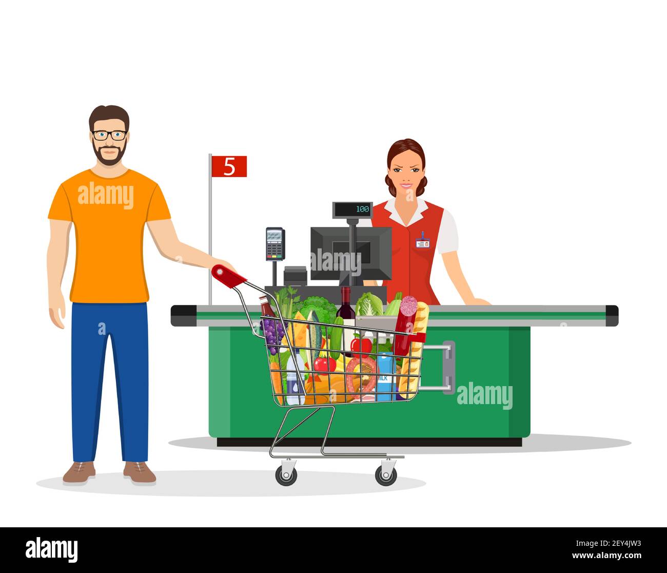 Man in supermarket checkout Stock Vector Images - Alamy