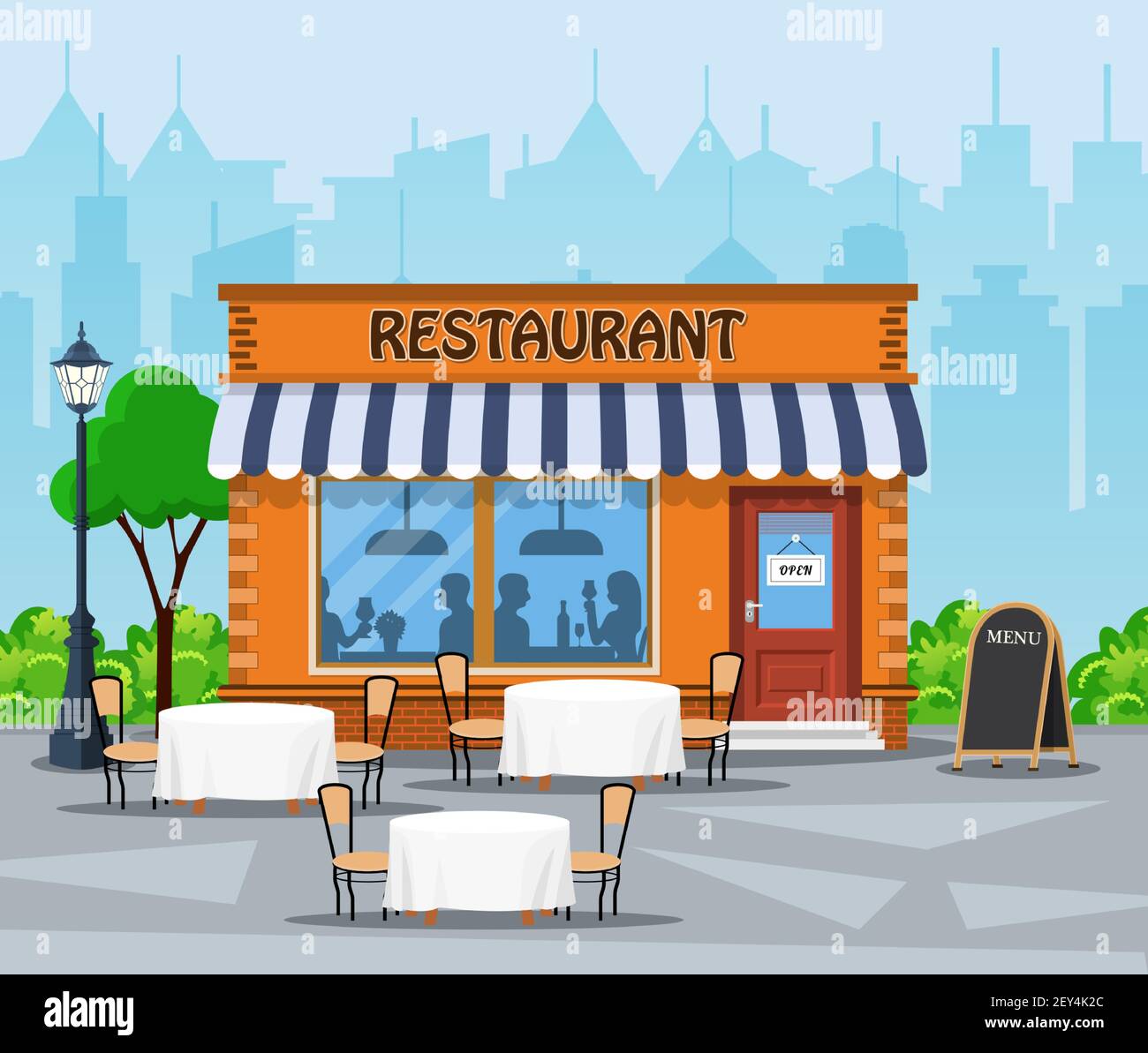 Cafe Building Cartoon