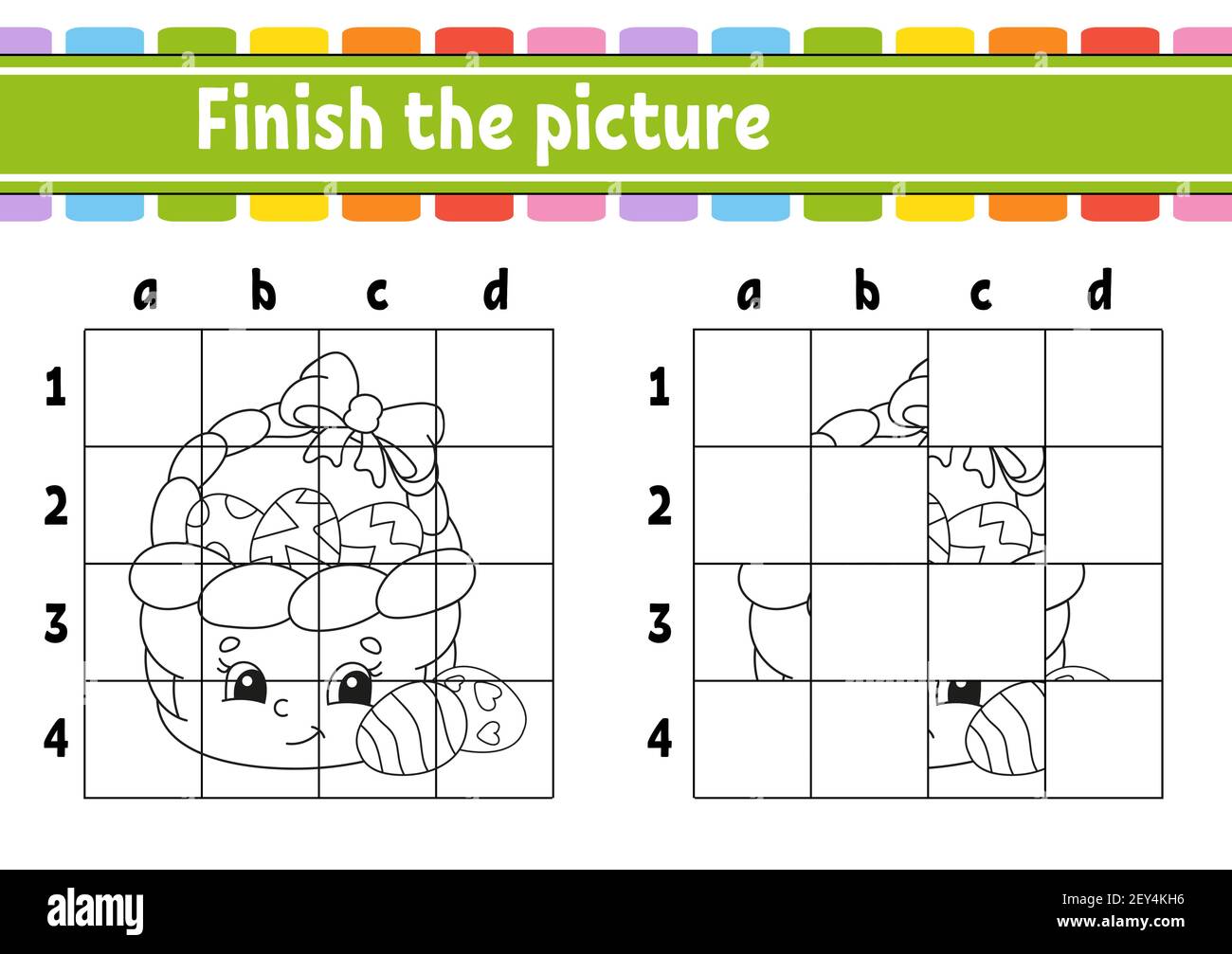 Easter theme. Finish the picture. Coloring book pages for kids ...