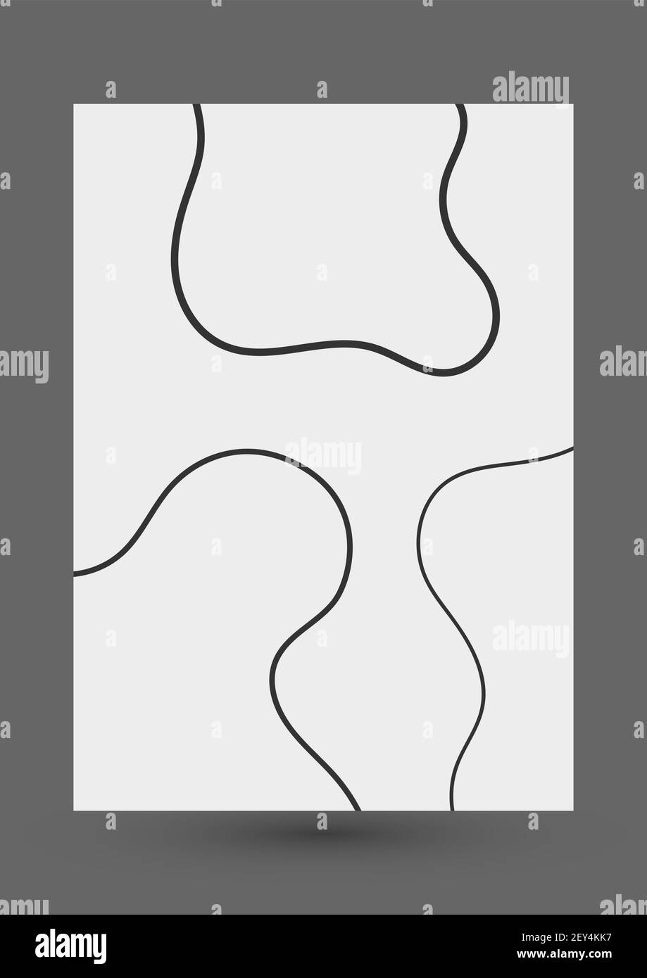 Minimalist flow lines black and white artistic design for cover and ...