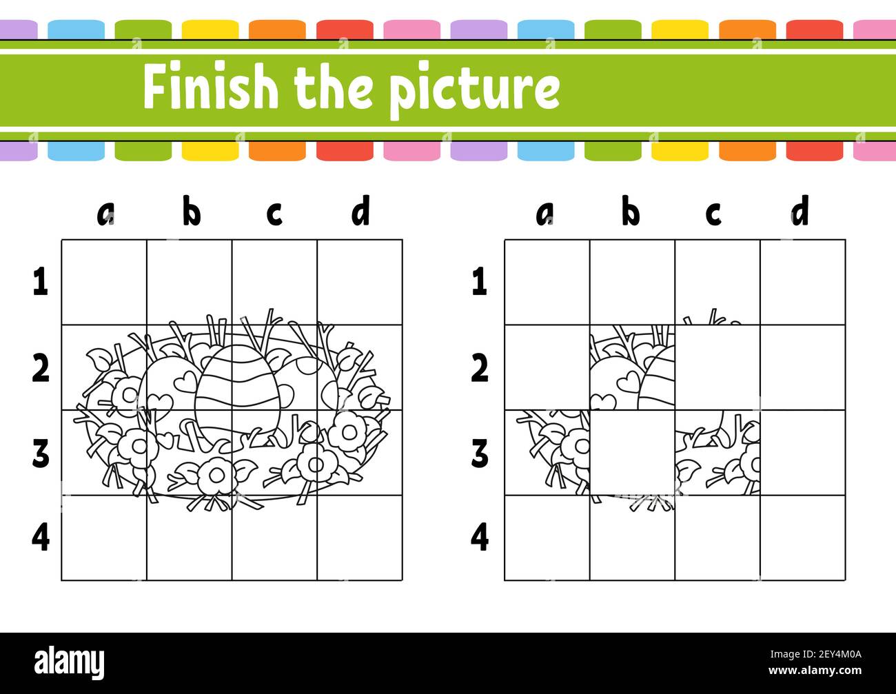 Easter theme. Finish the picture. Coloring book pages for kids ...