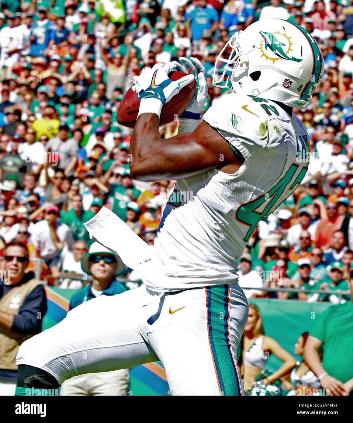 Miami Dolphins Charles Clay catches a first quarter touchdown against ...