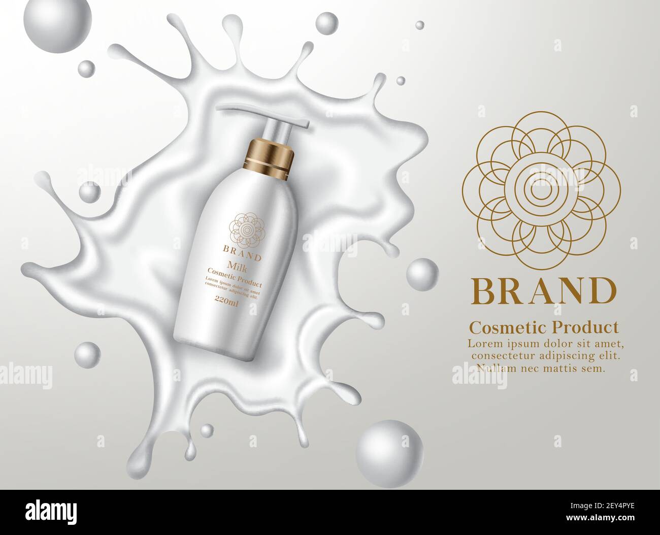 Cosmetic milk lotion product vector banner template. Cosmetic body ...