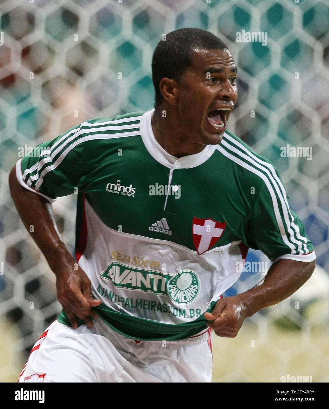 Mazinho celebrates after scoring a goal during the soccer match between ...