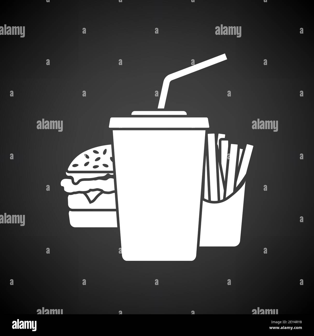 Fast Food Icon. White on Black Background. Vector Illustration Stock ...