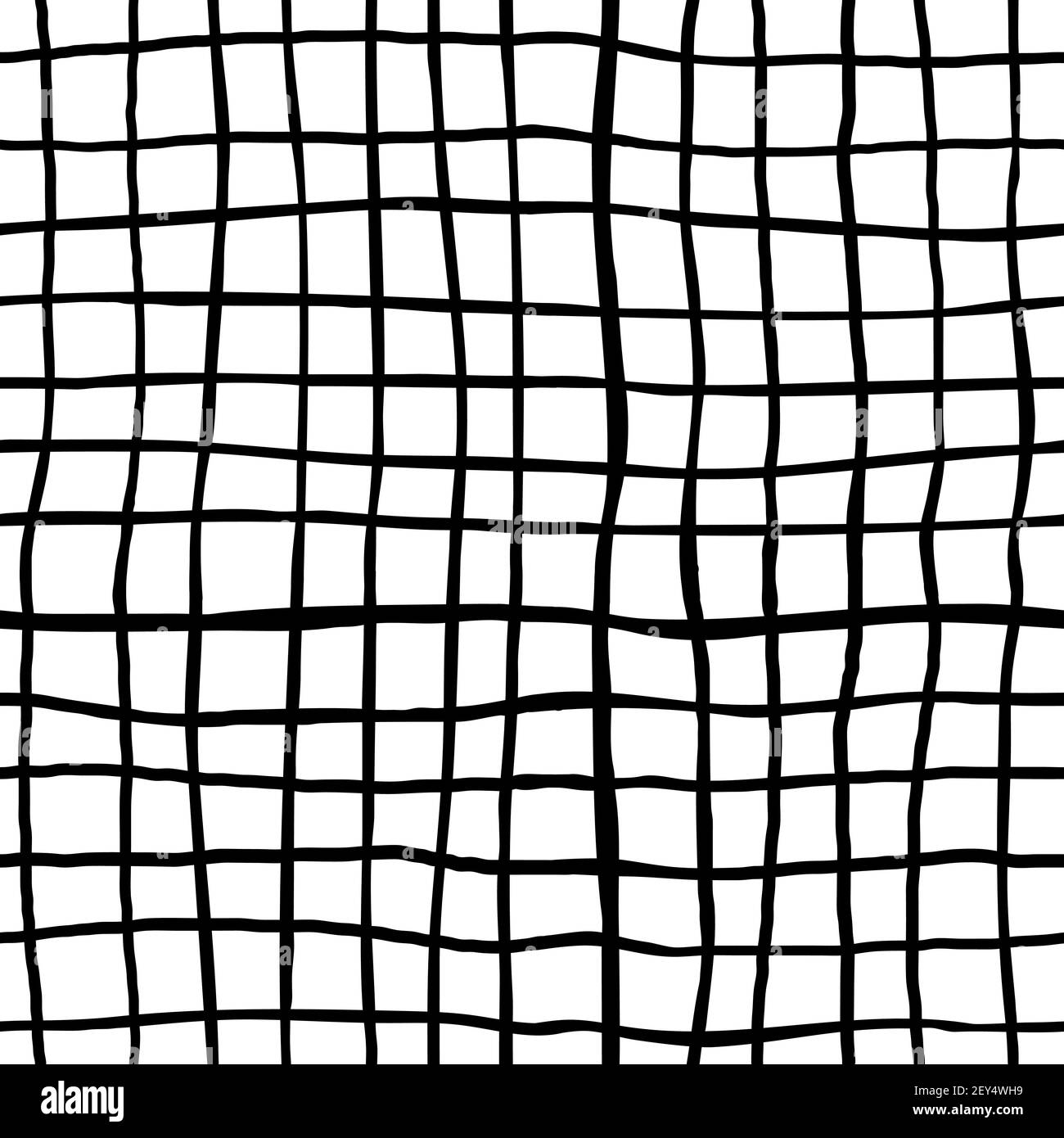 Hand drawn checkered seamless pattern. Black crossed lines on white ...