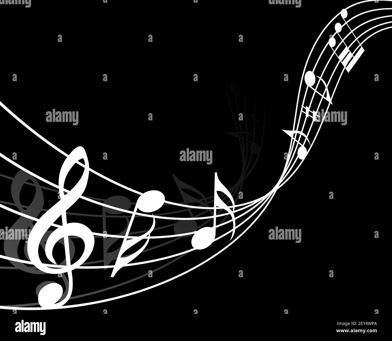 Musical Design Elements From Music Staff With Treble Clef And Notes in ...