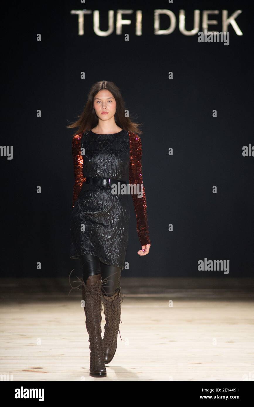 A model displays a collection by Fashion Design Tufi Duek, in Sao Paulo ...