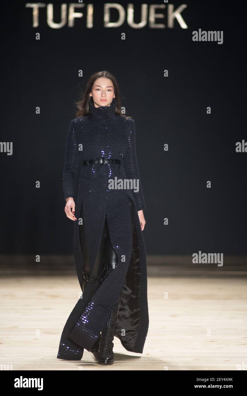 A model displays a collection by Fashion Design Tufi Duek, in Sao Paulo ...