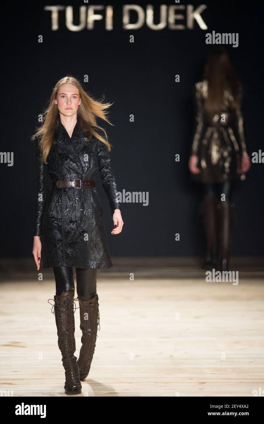 A model displays a collection by Fashion Design Tufi Duek, in Sao Paulo ...