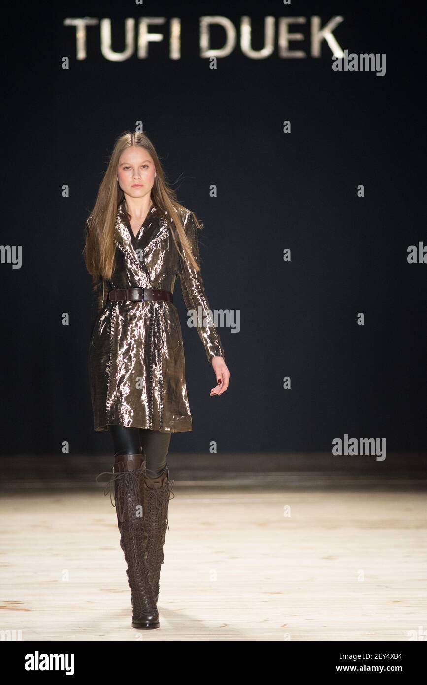 A model displays a collection by Fashion Design Tufi Duek, in Sao Paulo ...