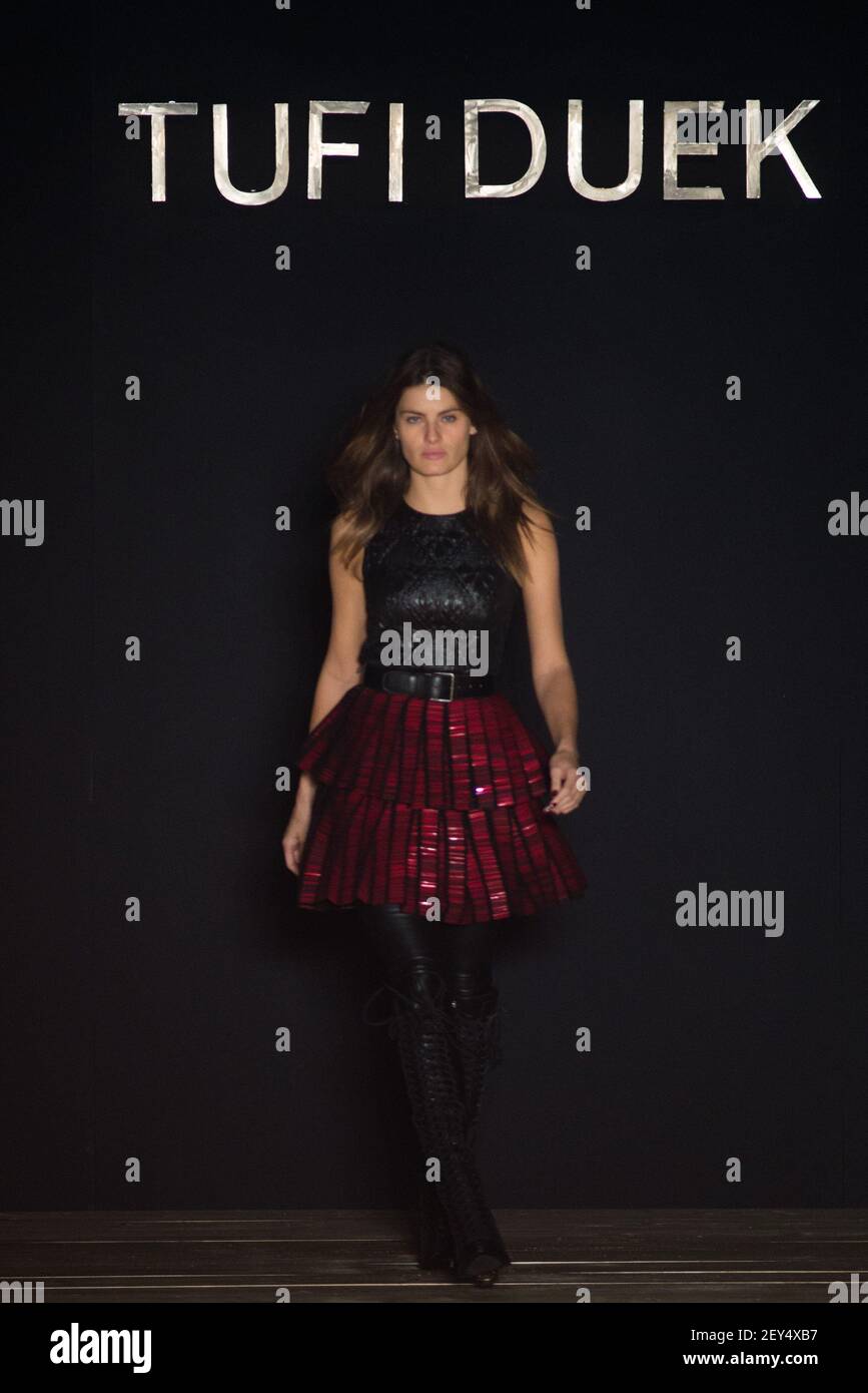 A model displays a collection by Fashion Design Tufi Duek, in Sao Paulo ...