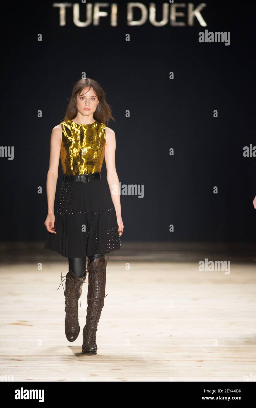 A model displays a collection by Fashion Design Tufi Duek, in Sao Paulo ...