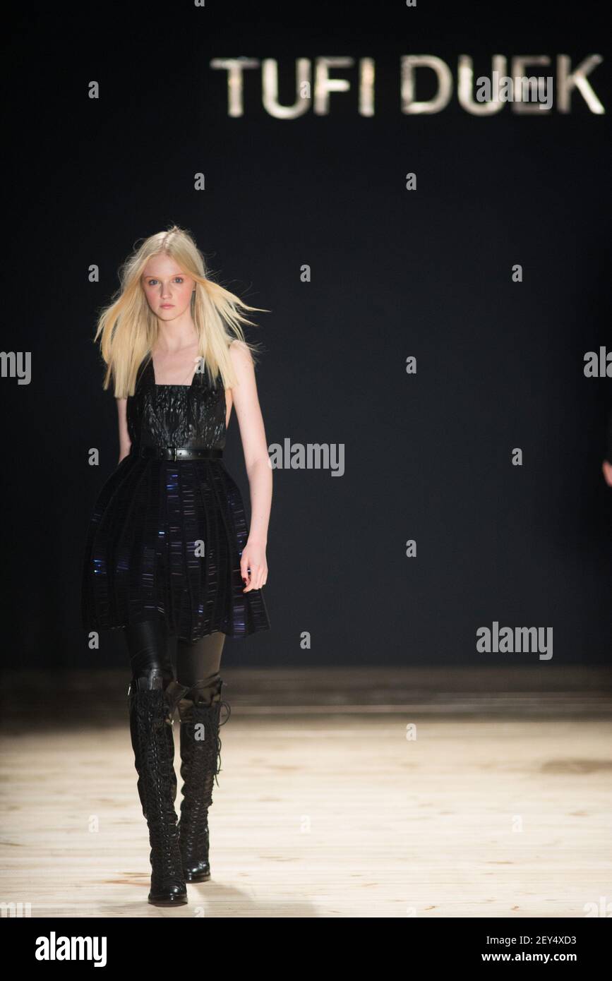 A model displays a collection by Fashion Design Tufi Duek, in Sao Paulo ...