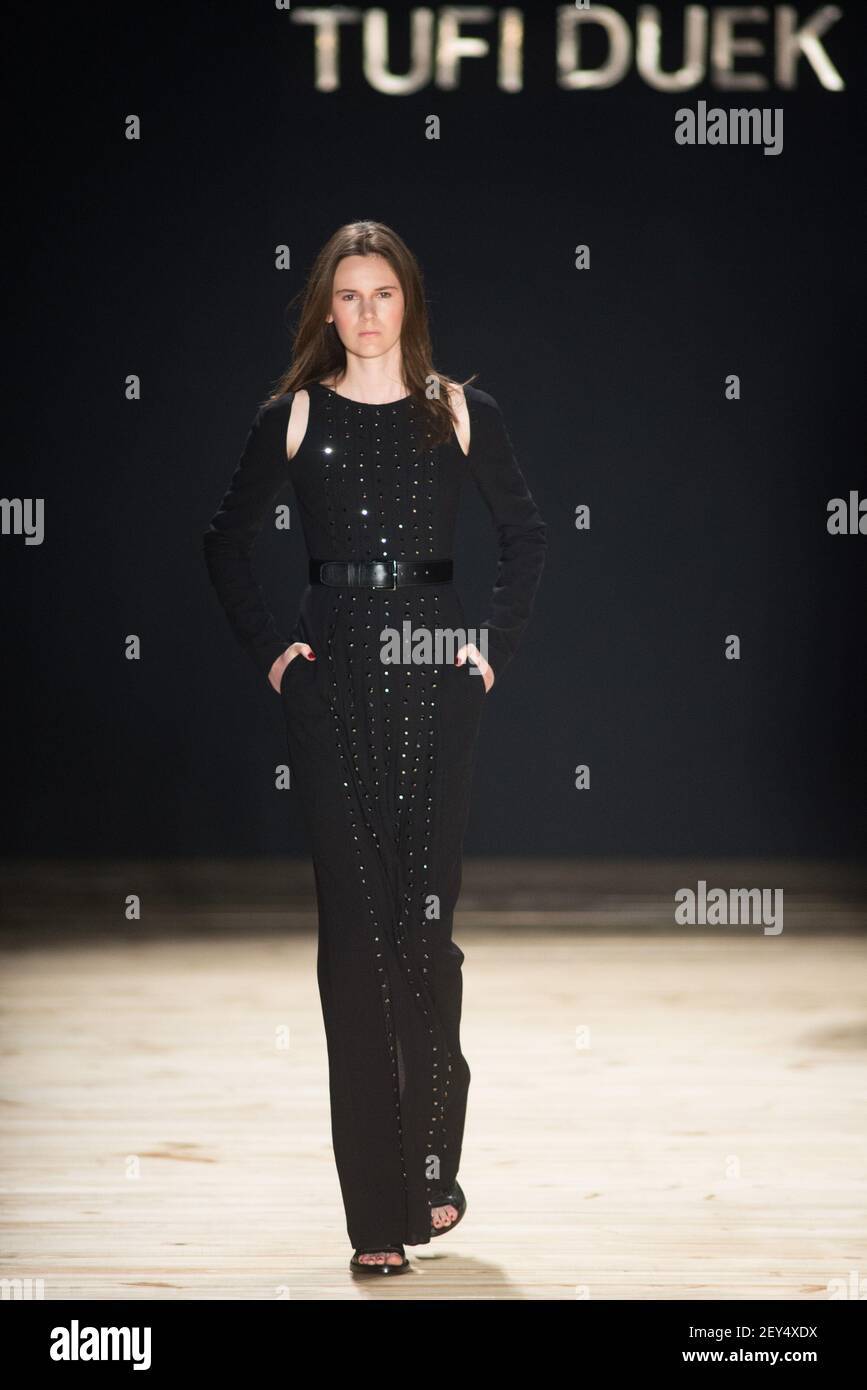 A model displays a collection by Fashion Design Tufi Duek, in Sao Paulo ...