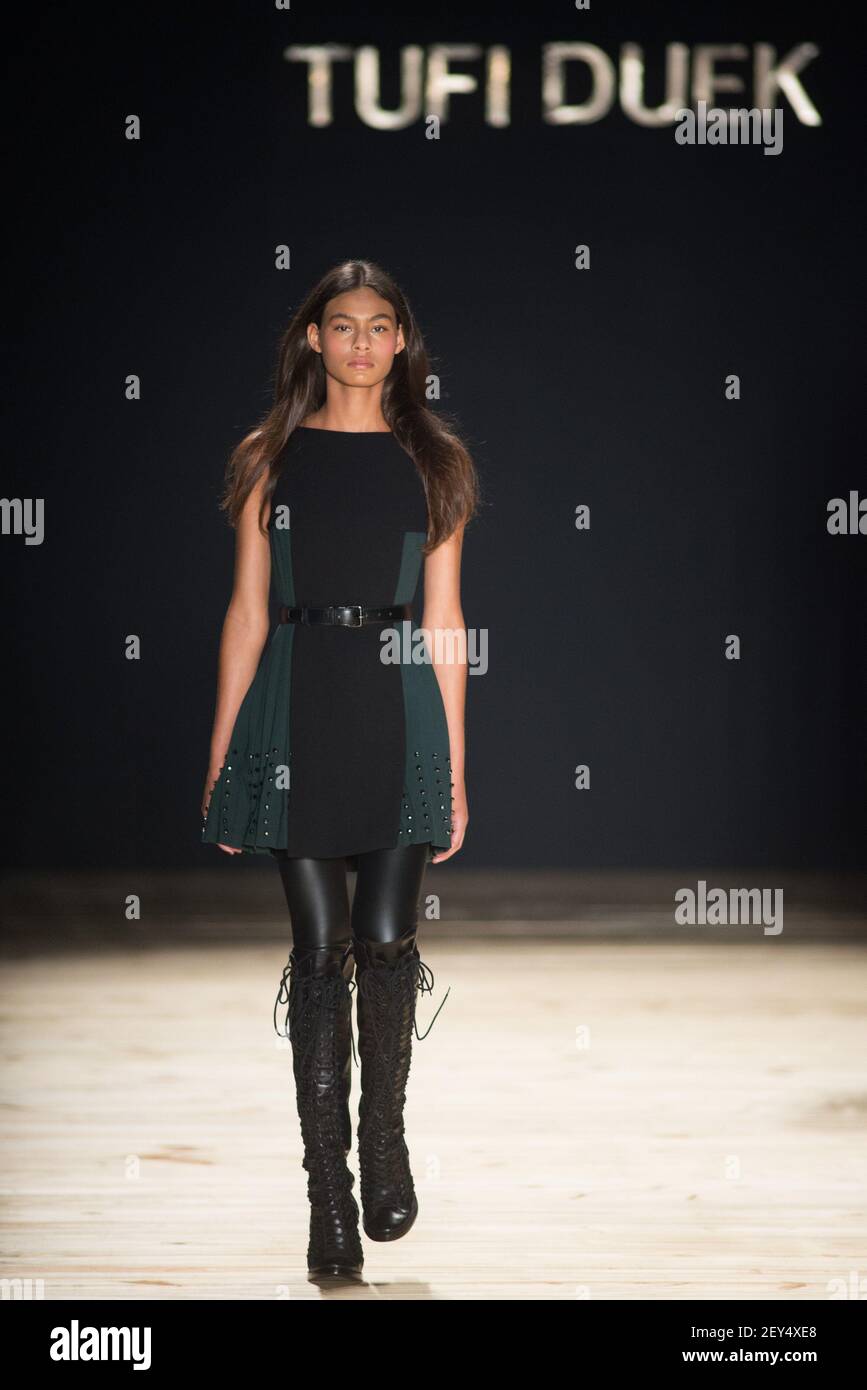 A model displays a collection by Fashion Design Tufi Duek, in Sao Paulo ...