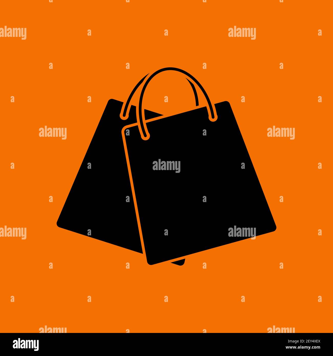 Two Shopping Bags Icon. Black on Orange Background. Vector Illustration ...
