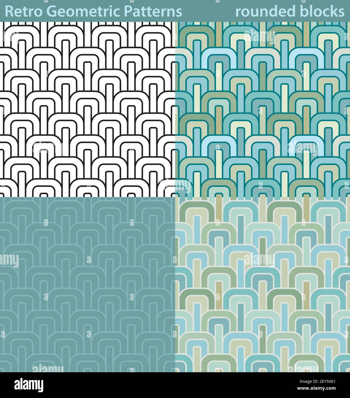 Four different versions of a seamless pattern fill with retro-looking ...