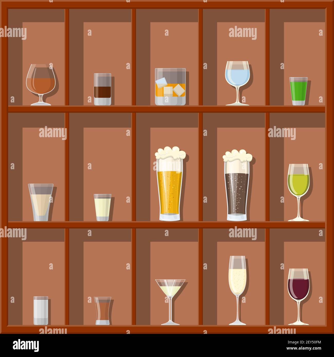 Shelf of alcoholic drinks Stock Vector Images - Alamy