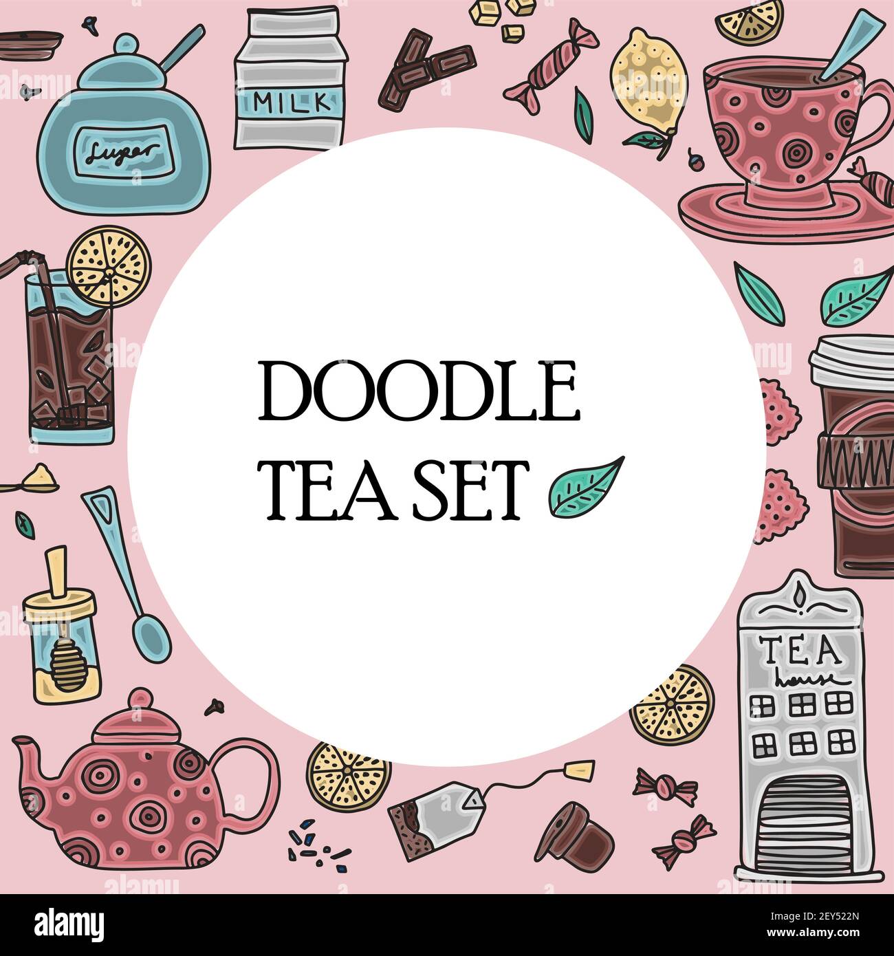 Big set of hand drawn coffee and tea doodles. A set of isolated vector ...