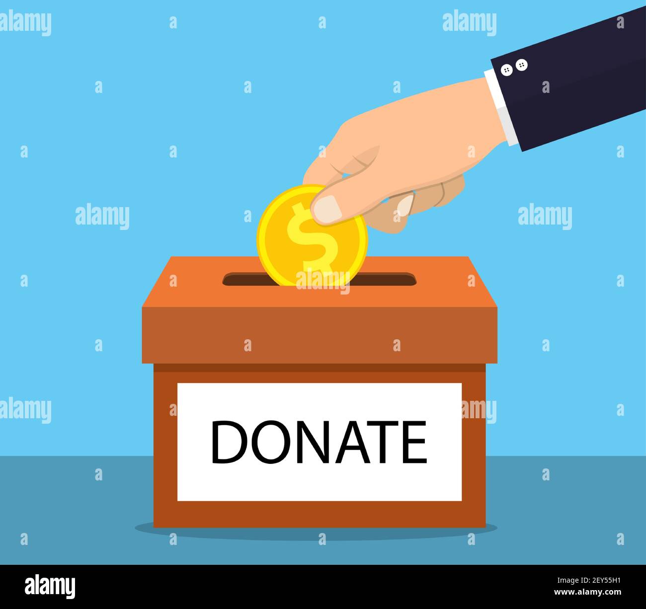 Man hand donating money Stock Vector Images - Alamy