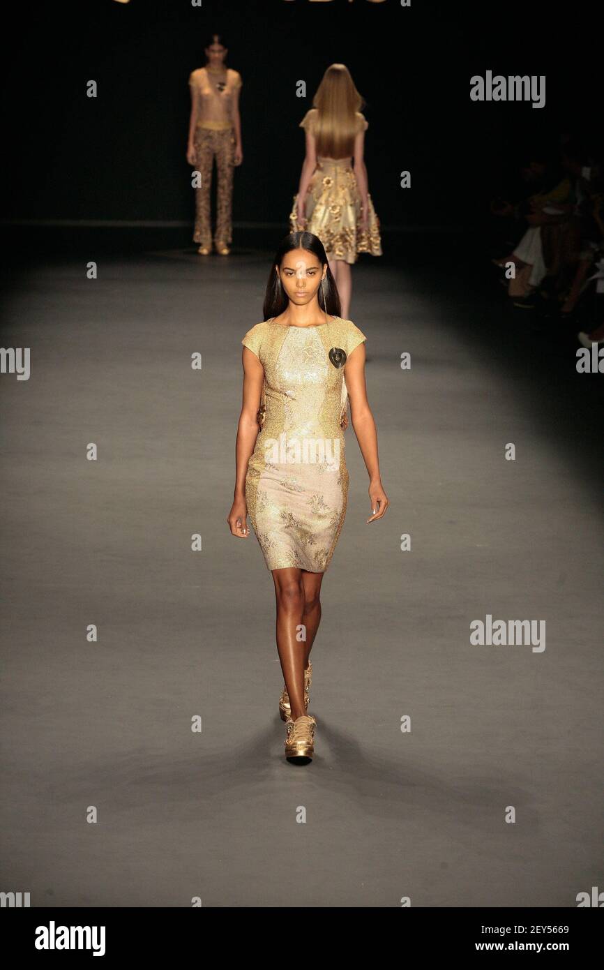 A model displays a collection by Fashion Design AcquaStudio, in Sao ...