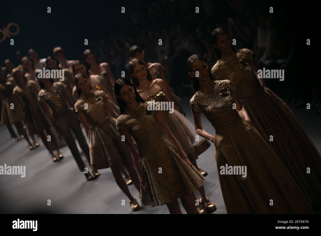 A model displays a collection by Fashion Design AcquaStudio, in Sao ...