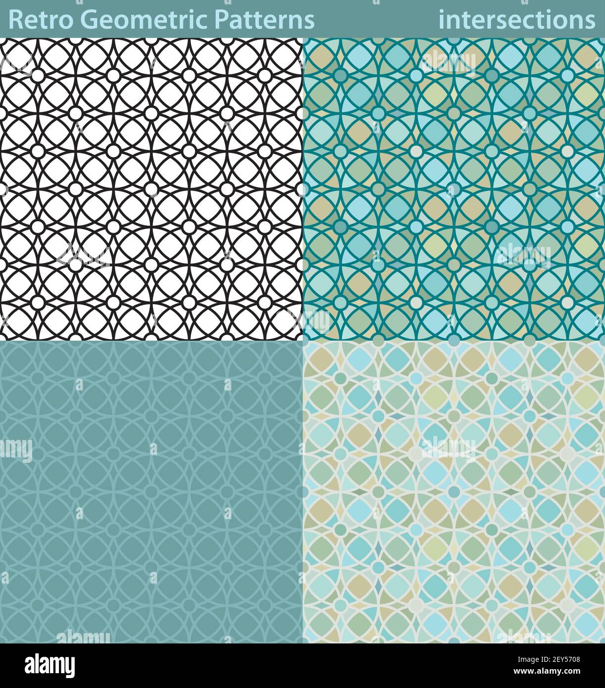 Four different versions of a seamless pattern fill with retro-looking ...