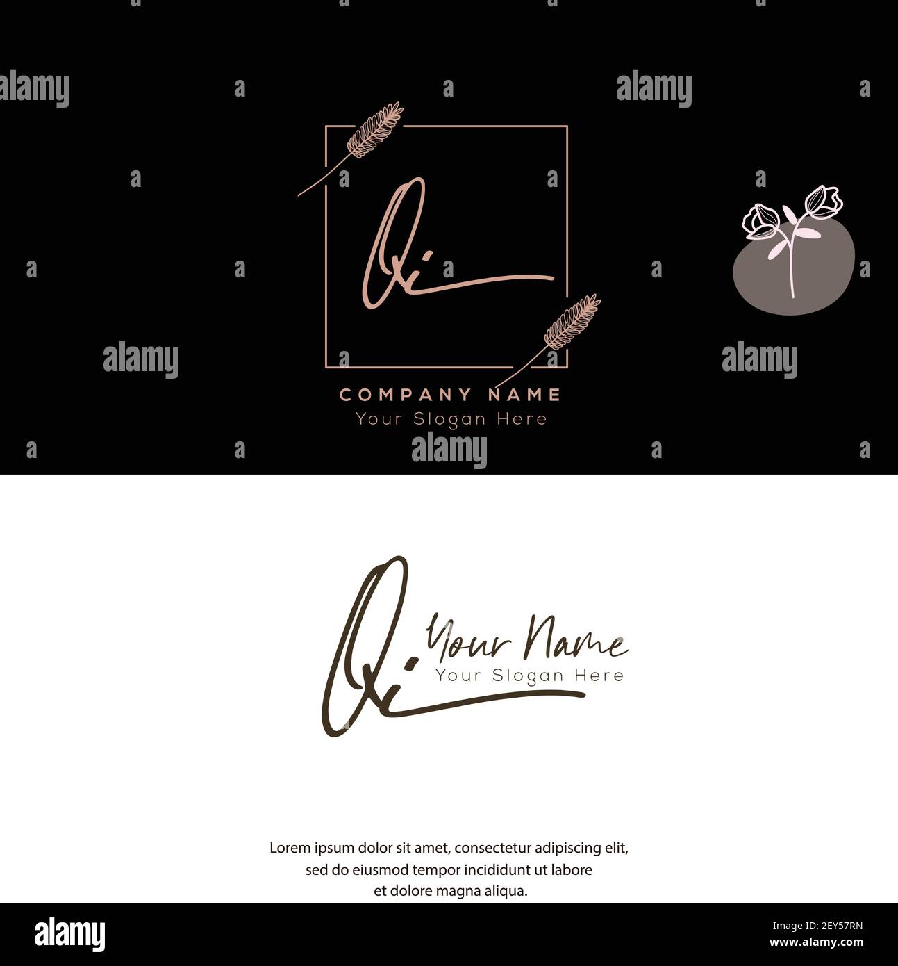 Q I QI Initial letter handwriting and signature logo. Beauty vector ...