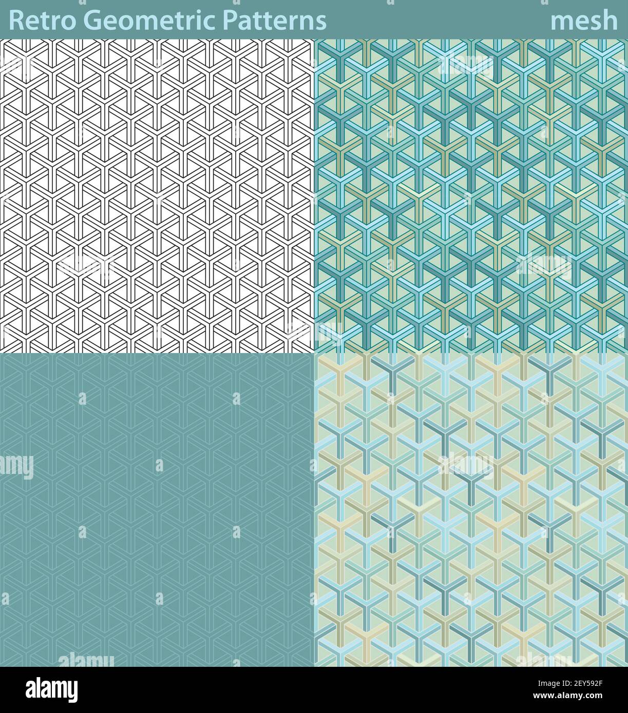 Four different versions of a seamless pattern fill with retro-looking ...