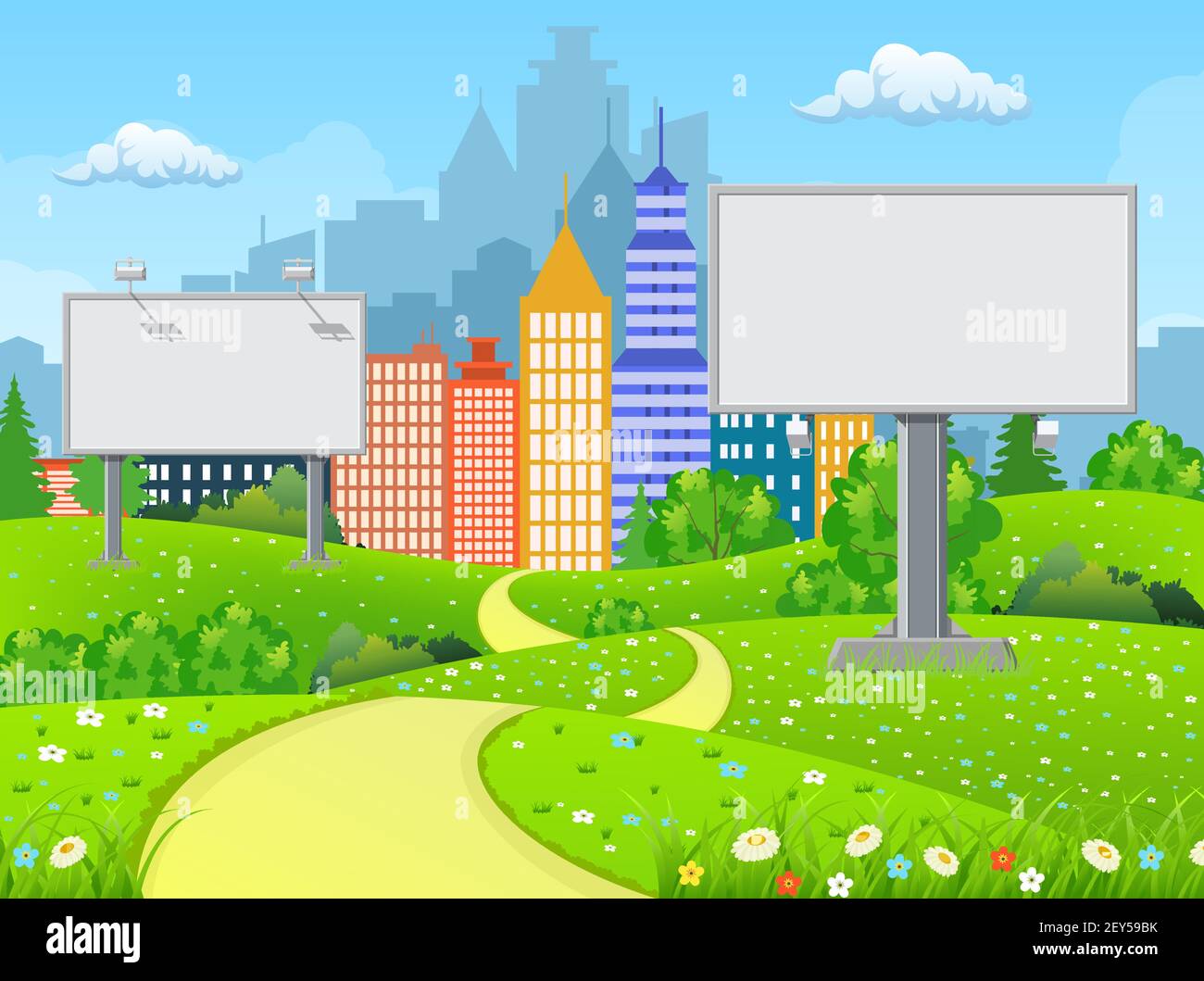 Road Side View Vector