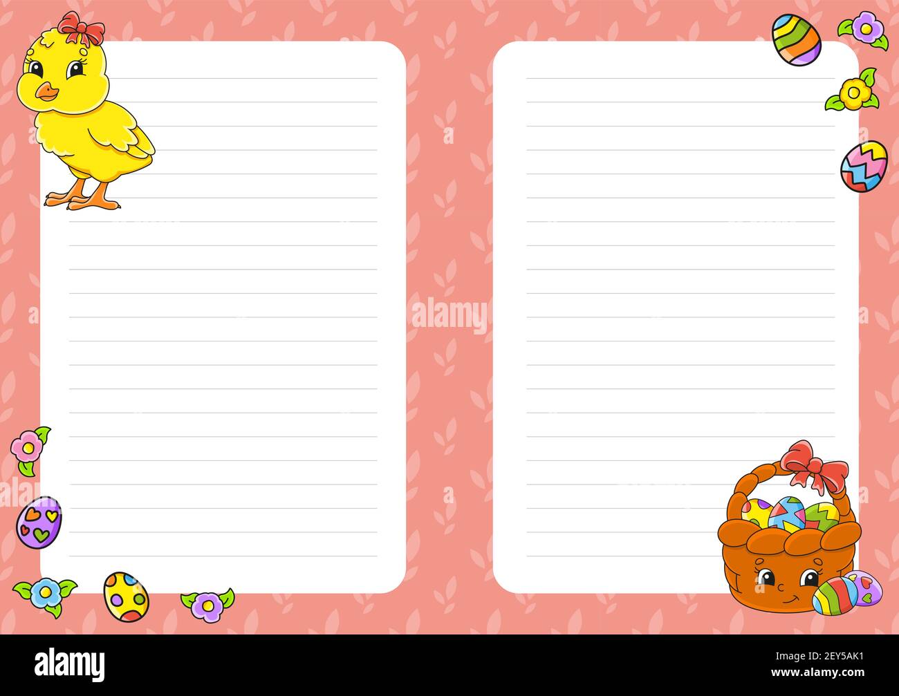 Easter theme. Colored sheet template for notes. Paper page for art ...