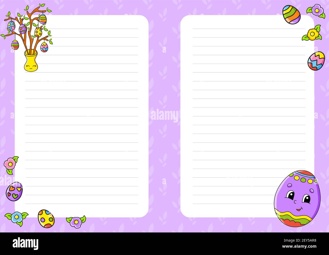 Easter theme. Colored sheet template for notes. Paper page for art ...