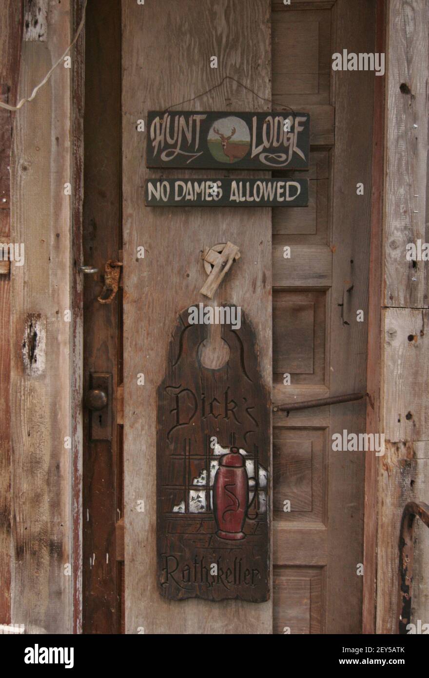 The front door of Rick Storck's railroad car hunting shack near Motley ...