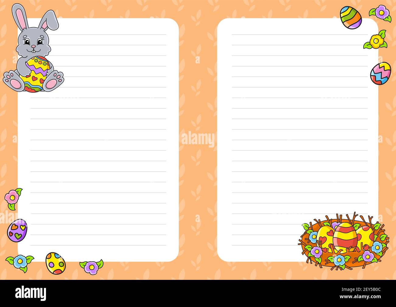 Easter theme. Colored sheet template for notes. Paper page for art ...