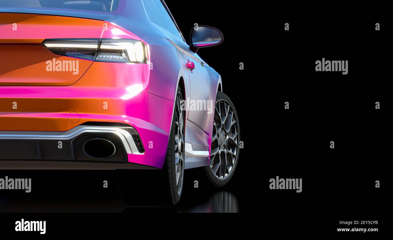 detail of a luxurious and sporty car. rear view. 3d render Stock Photo ...