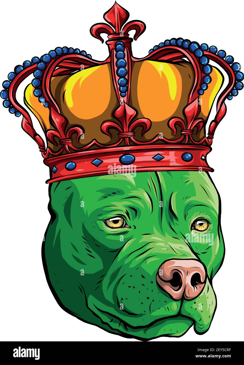vector green Dog with crown illustration in white background Stock ...