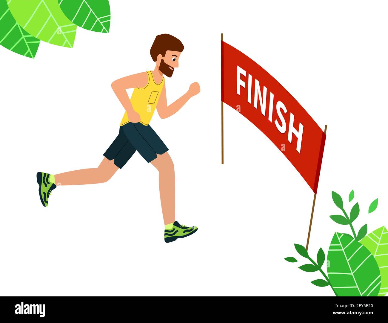 Runner wins the race, the finish line. The concept of overcoming ...